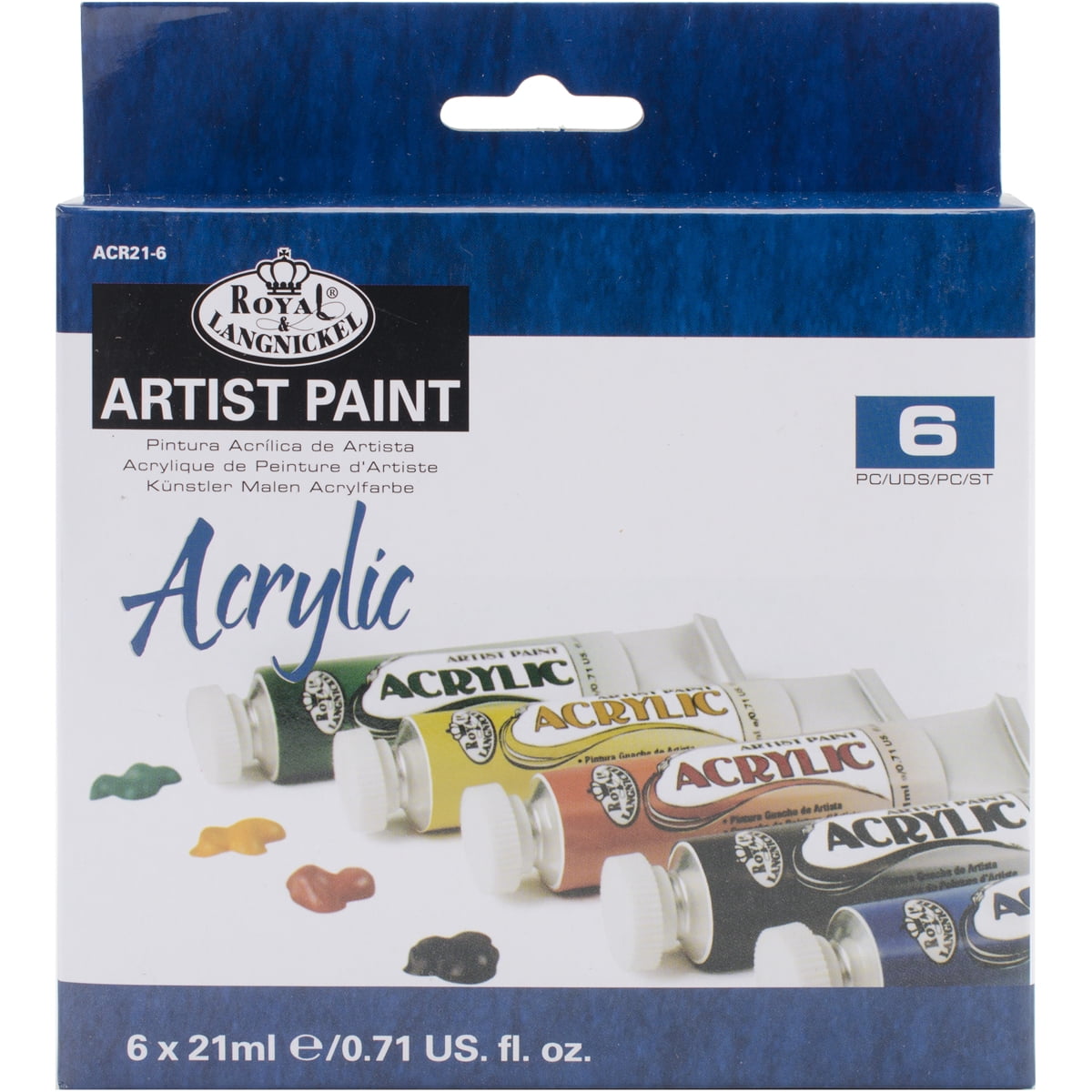 Acrylic Paint 21ml 6/Pkg-Assorted Colors - Walmart.com