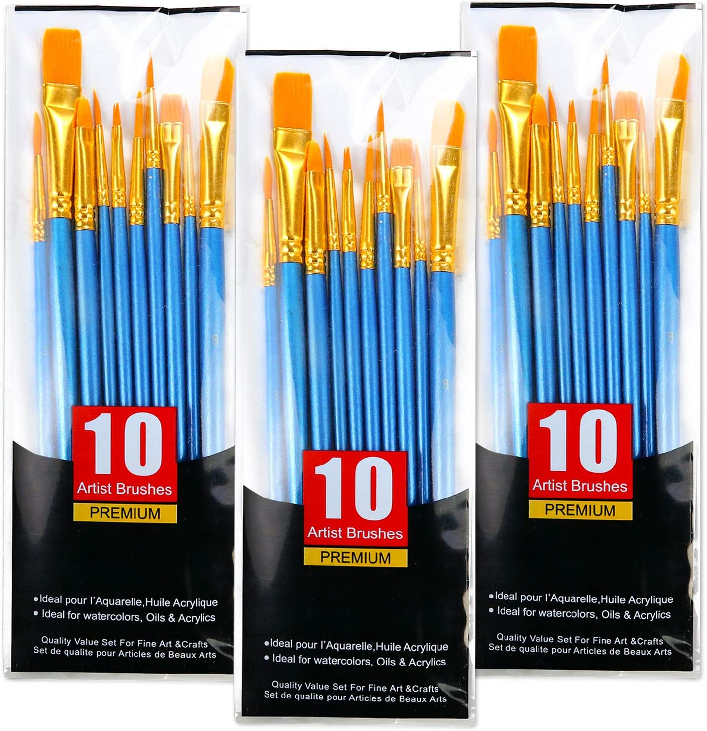 Acrylic Paint Brush Set, 1 Packs / 10 pcs Watercolor Brushes Painting ...