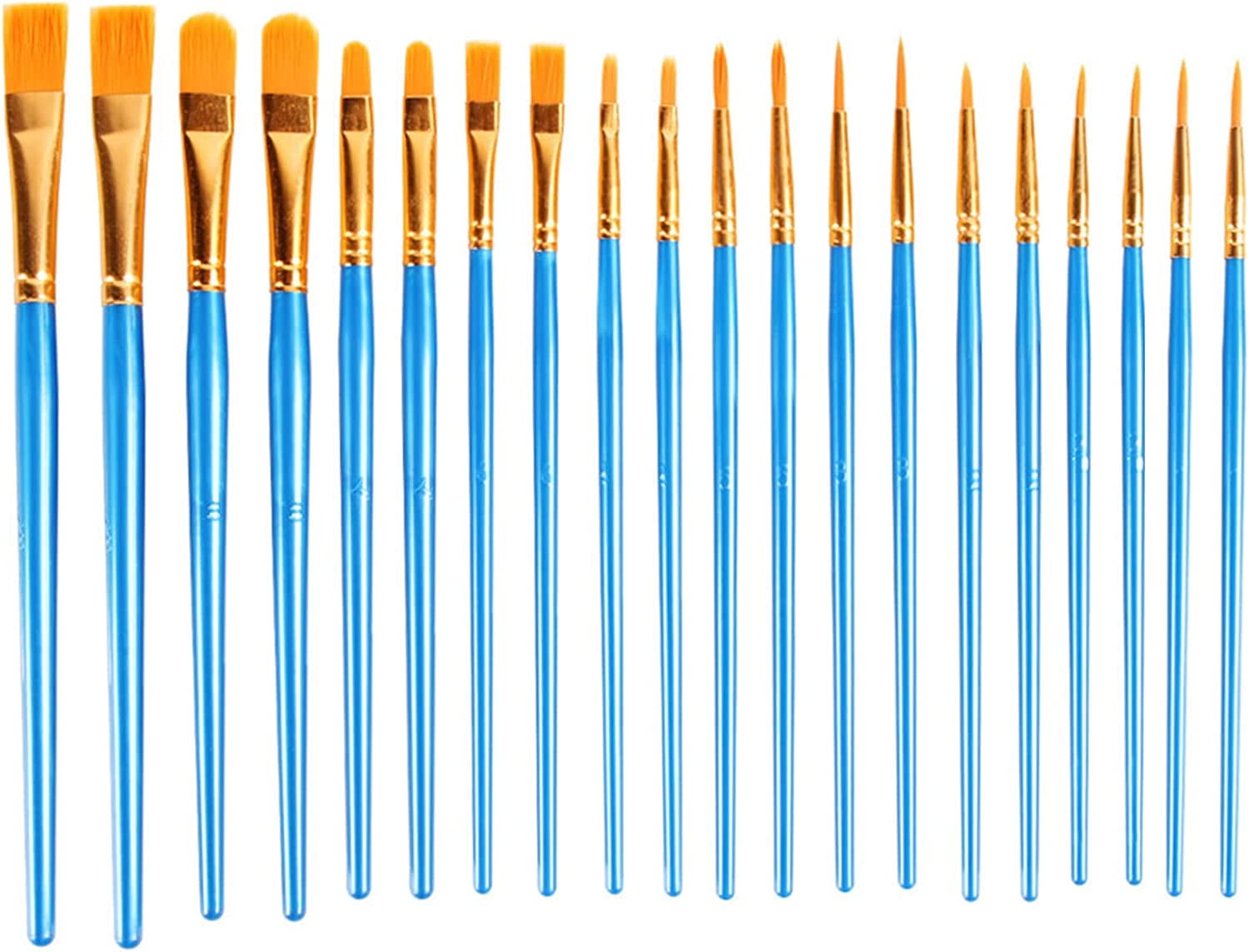 Acrylic Paint Brush Set, 20 Pc Round Pointed Tip Face Painting Brushes for Watercolor Painting ...