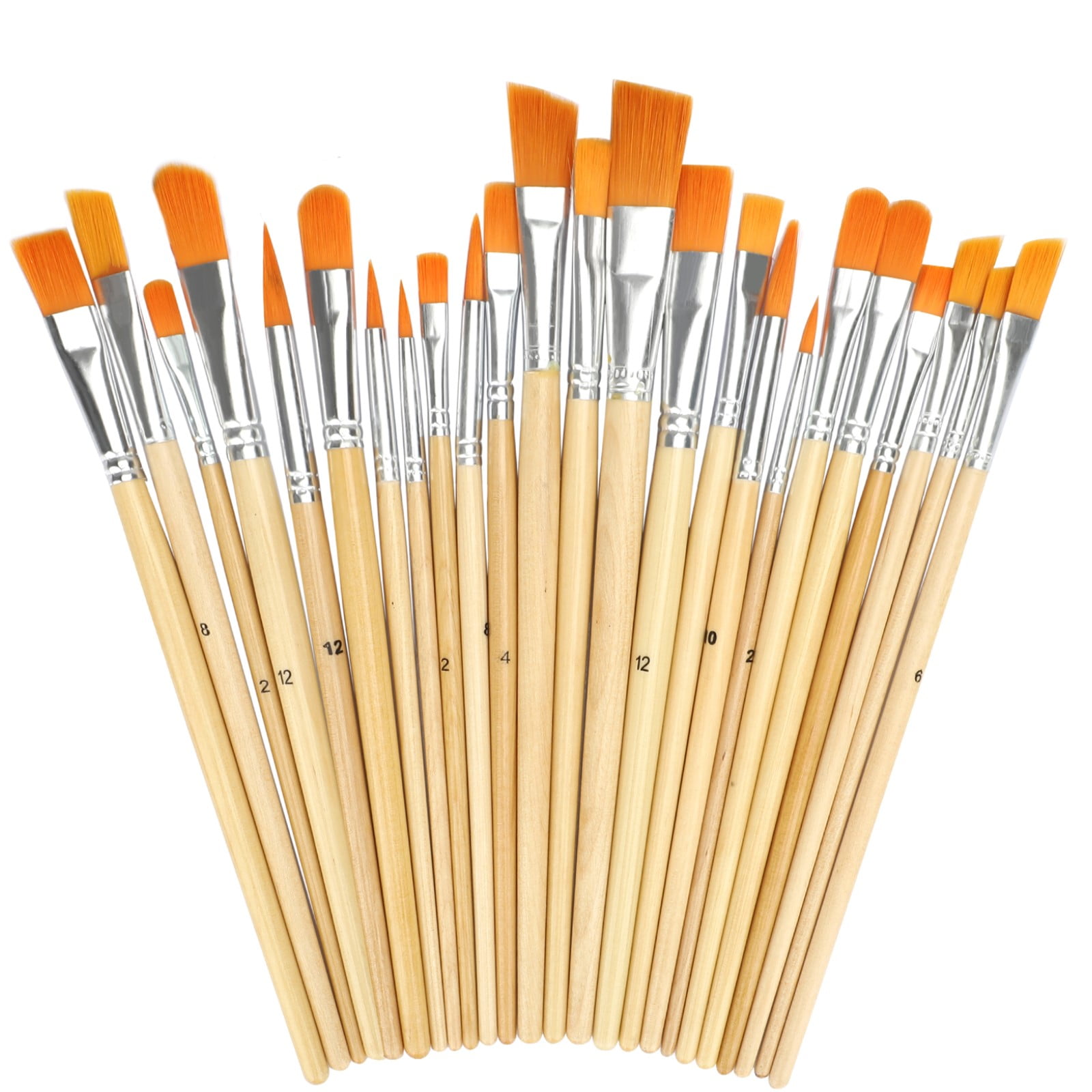 TSV 24-Pcs Art Paint Brushes: Professional Acrylic, Oil, Watercolor ...