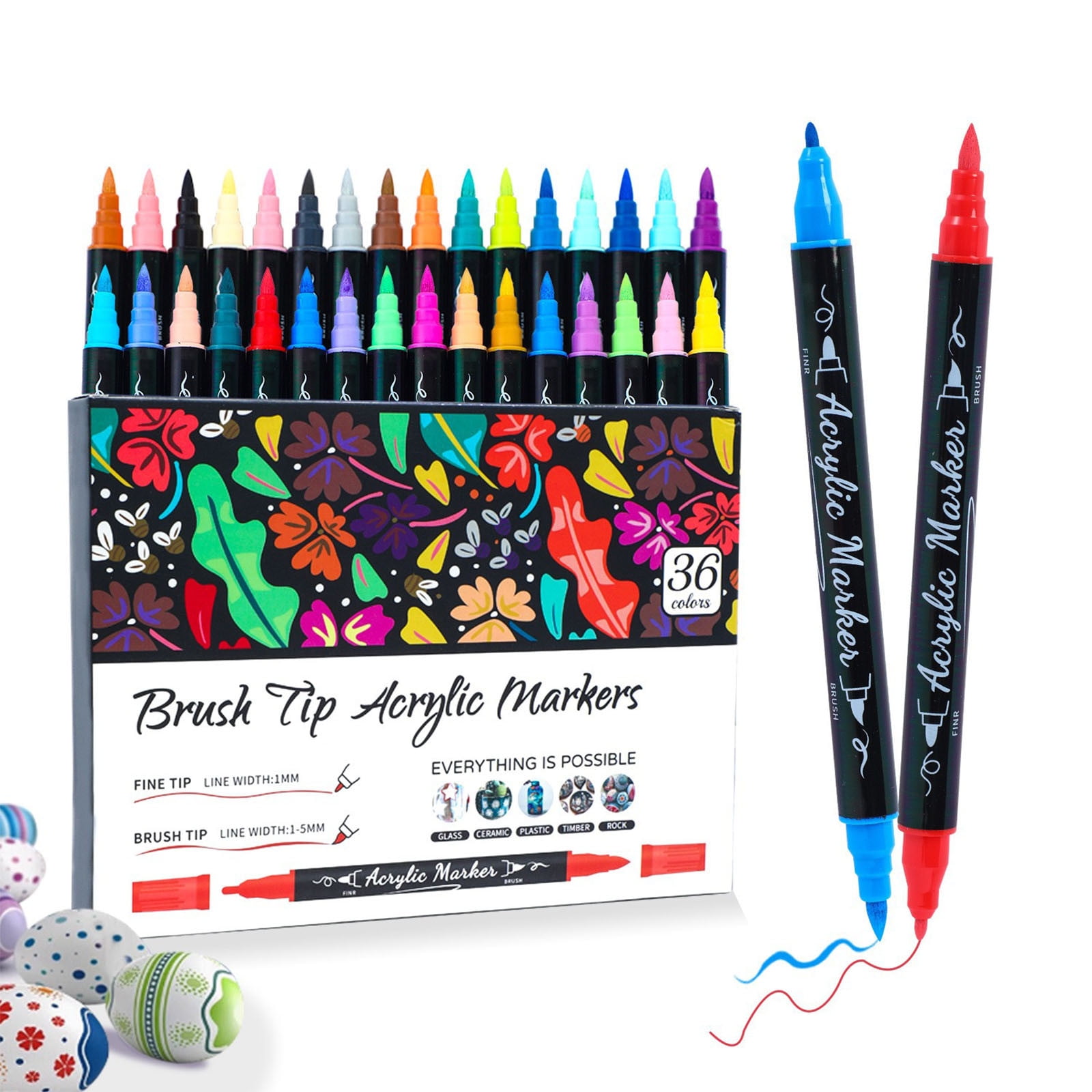 Acrylic Paint Markers, 12/24/36/48 Vibrant Colors, Water-Based Non ...