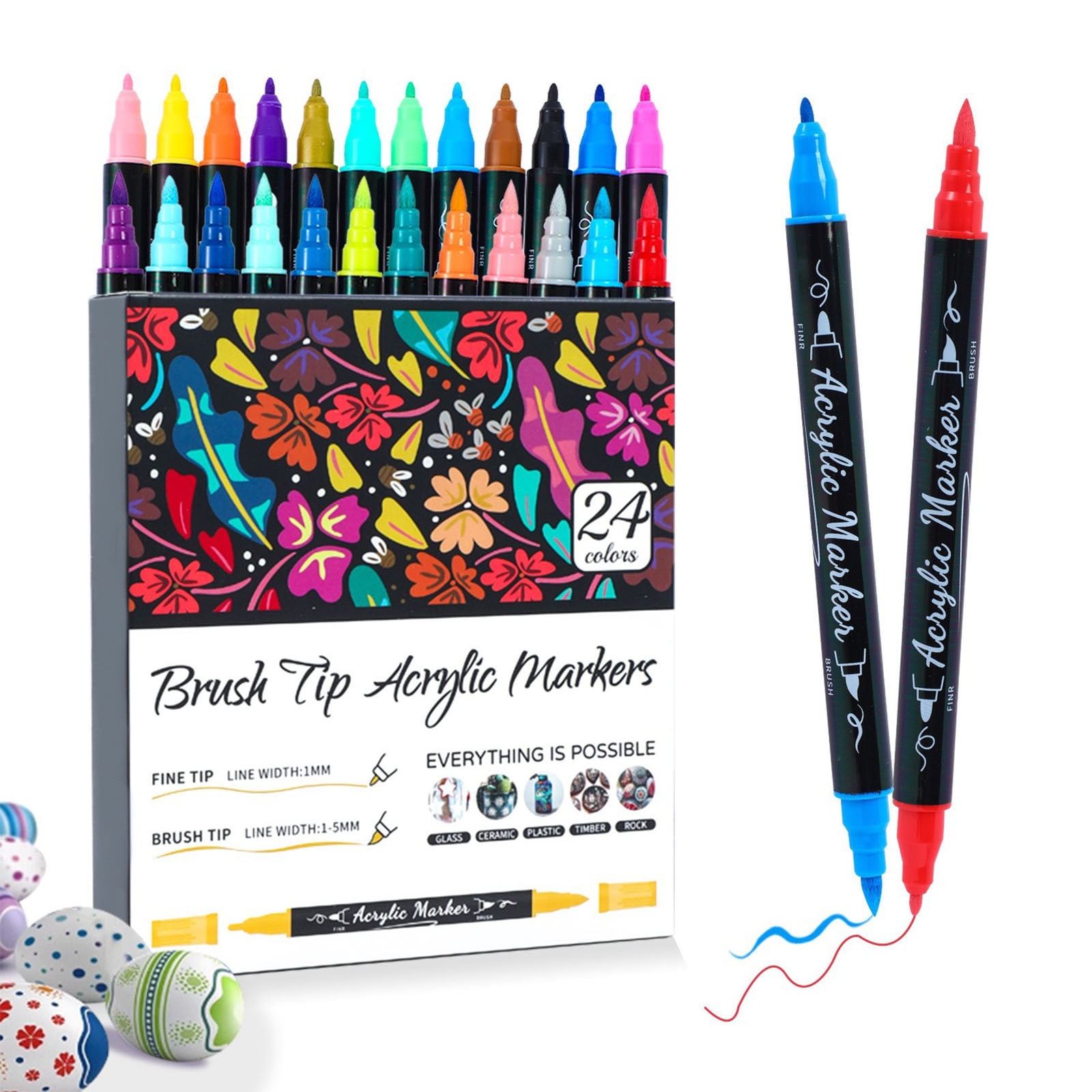 Acrylic Paint Markers, 12/24/36/48 Vibrant Colors, Water-Based Non ...