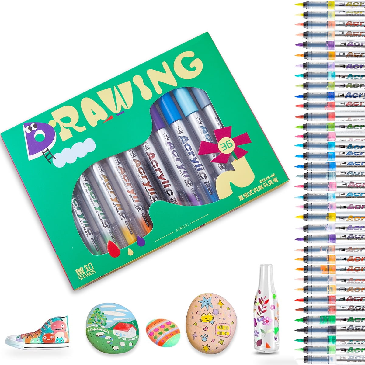 Acrylic Paint Markers, 24/36/48 Colors with Direct-Liquid Ink Control ...