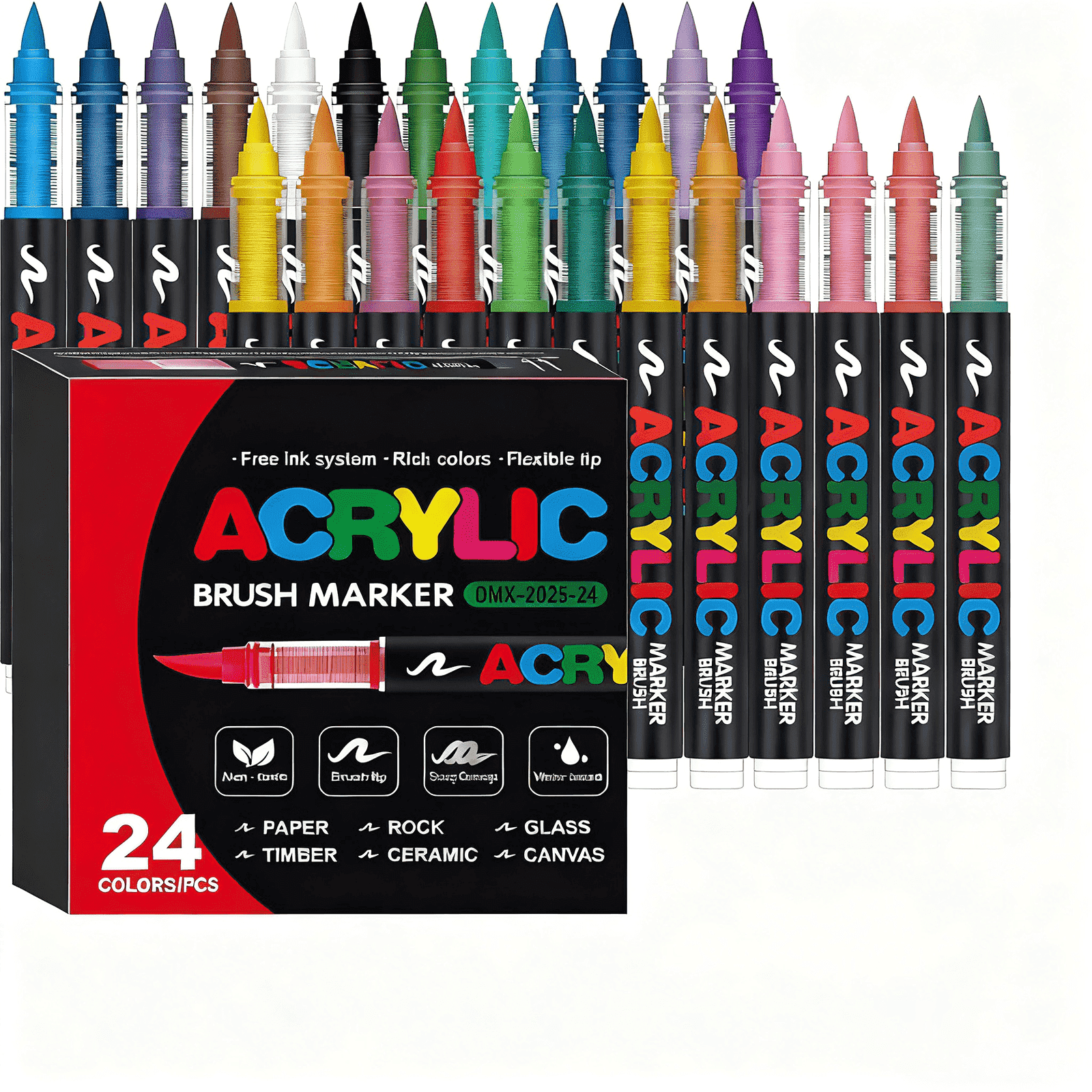 Acrylic Paint Markers, 24 Colors Acrylic Markers for Painting Rocks ...