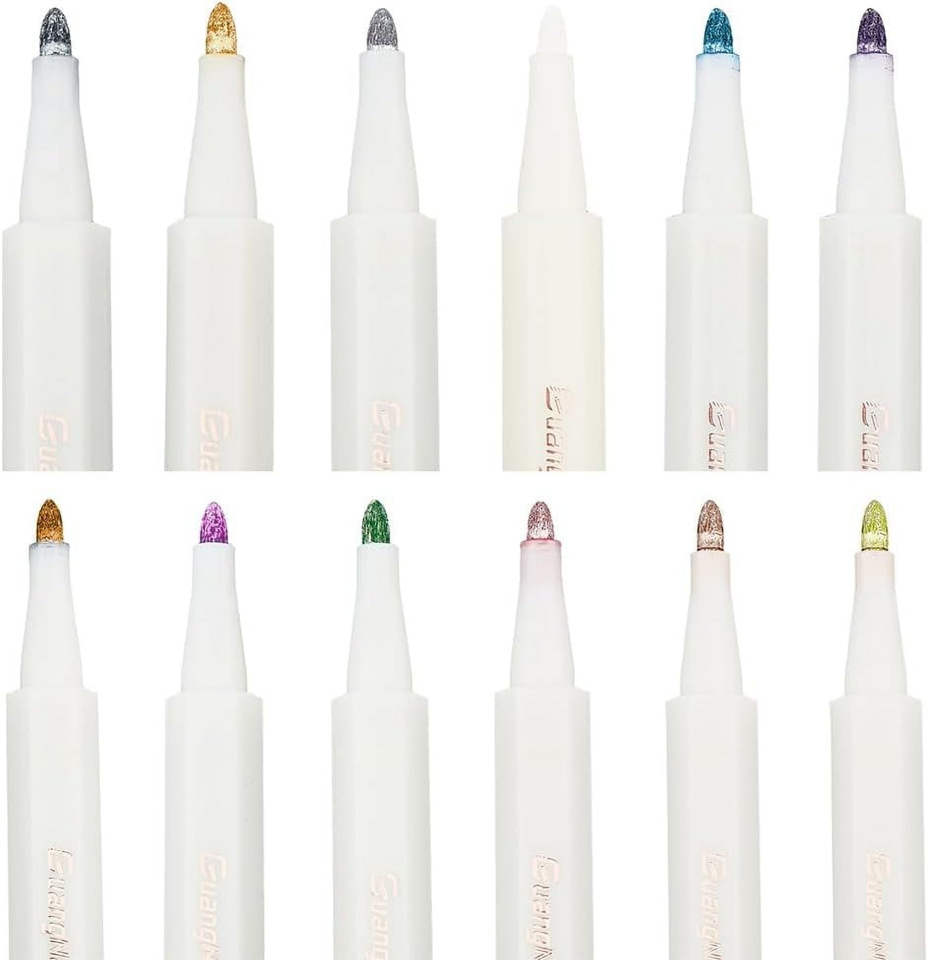 Acrylic Paint Markers Pens Set with 12 Colors Metallic Paint Pens 0.5mm ...
