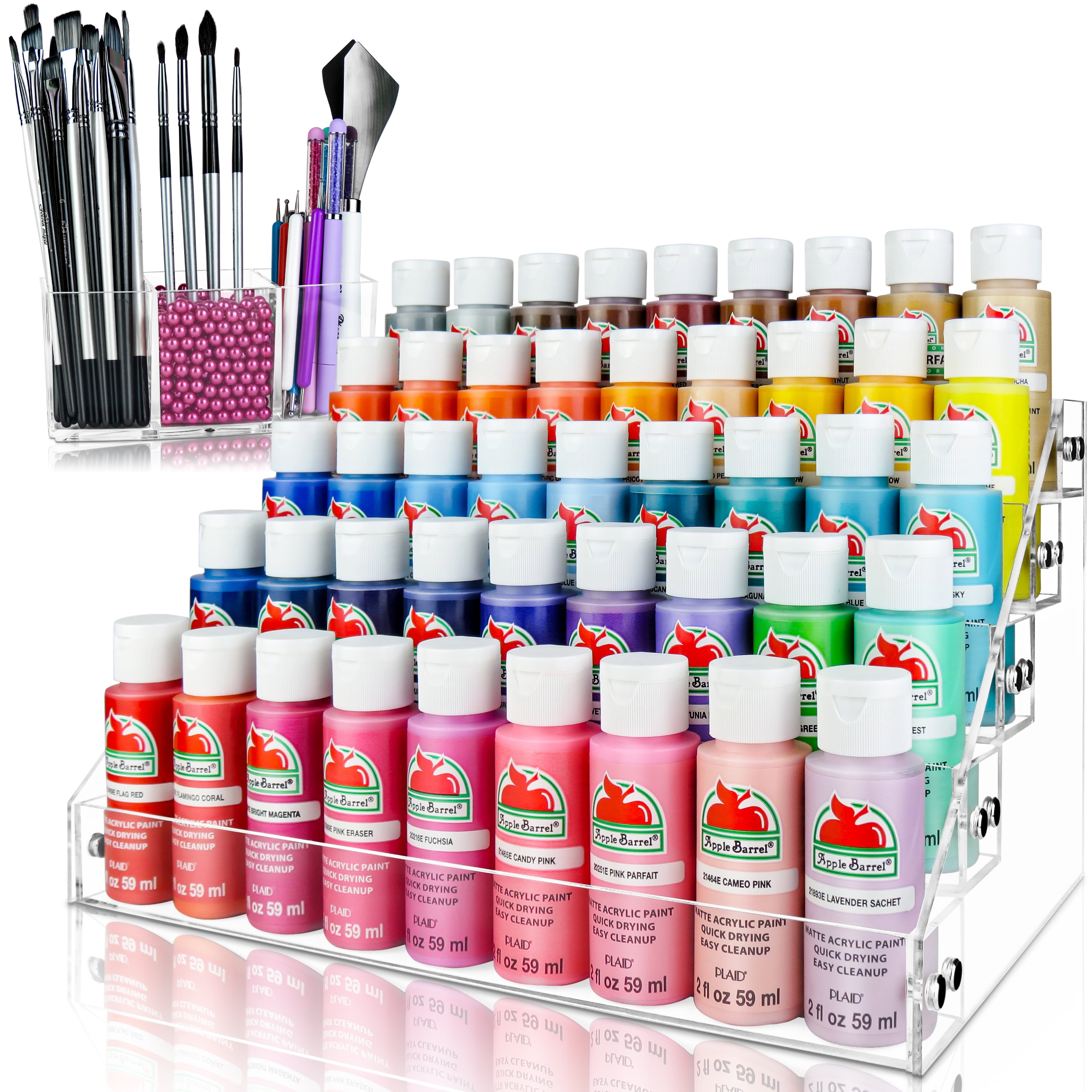 Acrylic Paint Organizer and Paint Brush Holder. 6 Brush Support Bead ...