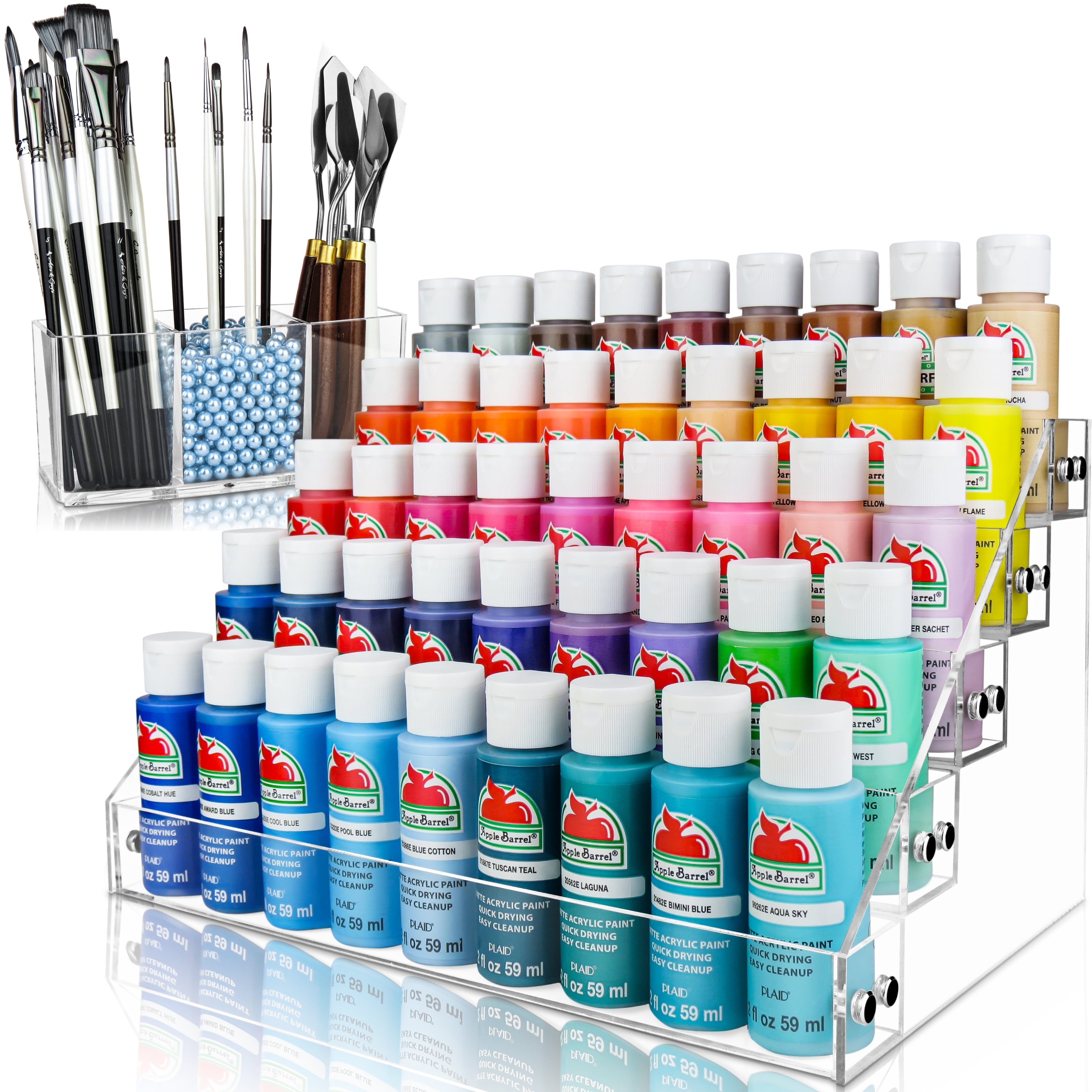 Acrylic Paint Organizer and Paint Brush Holder. 6 Brush Support Bead ...