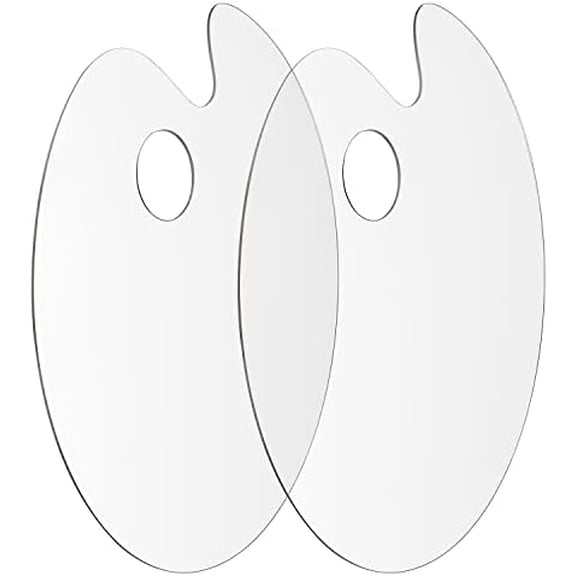 2 Pack 9.8 x 5.9 Inch Acrylic Paint Palette with Clear Paint Pallet ...