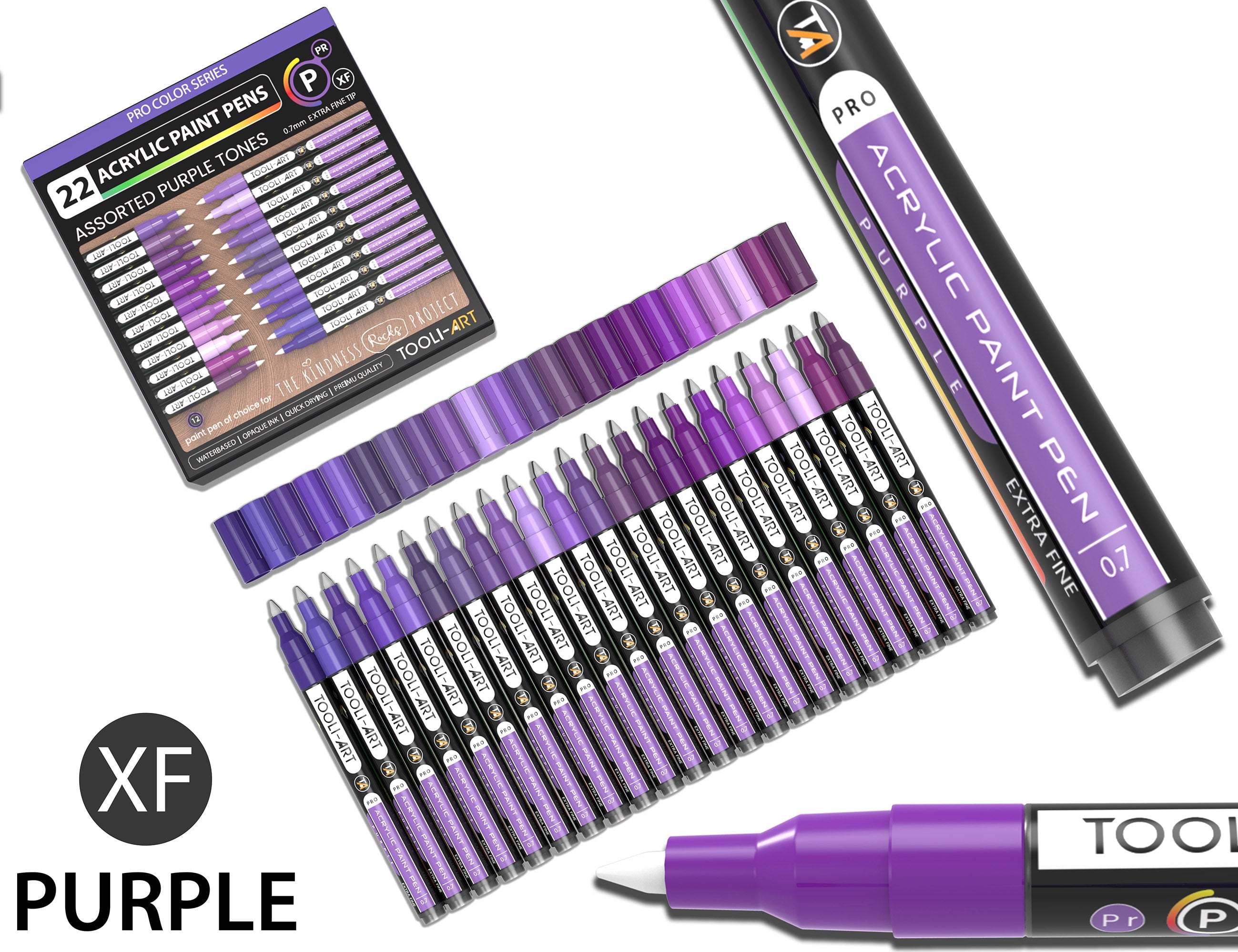 Acrylic Paint Pens 22 Assorted Purple Tones Pro Markers Set 0.7mm Extra ...