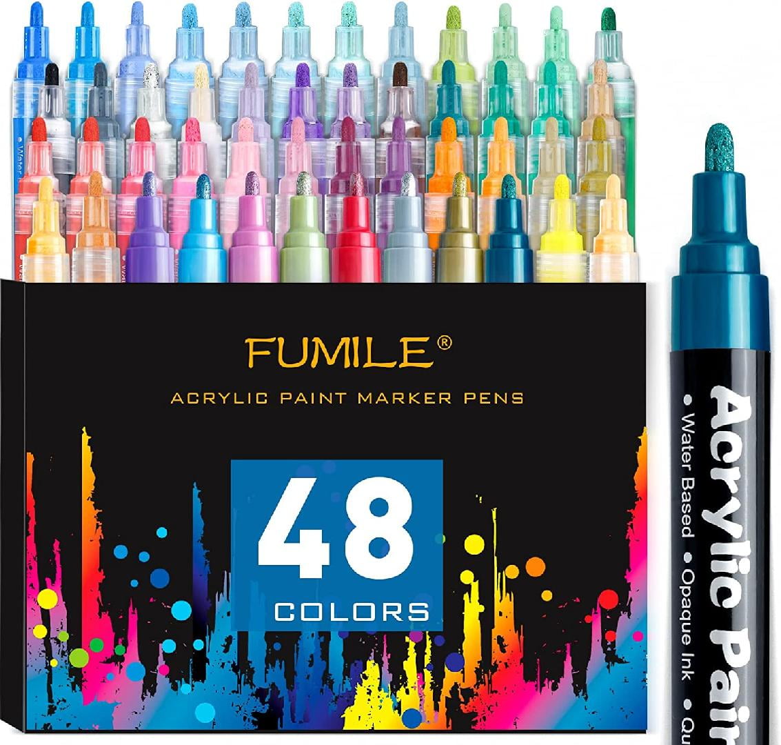 Acrylic Paint Pens,48 Colors Paint Markers with Metallic Color(8 PCS ...