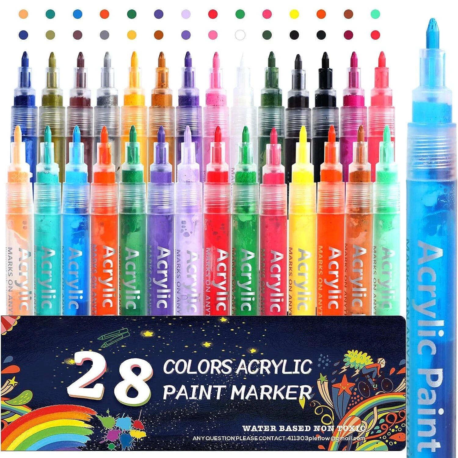 Acrylic Paint Pens 6-80 Colors Art Markers Set for Rocks Painting Fine ...