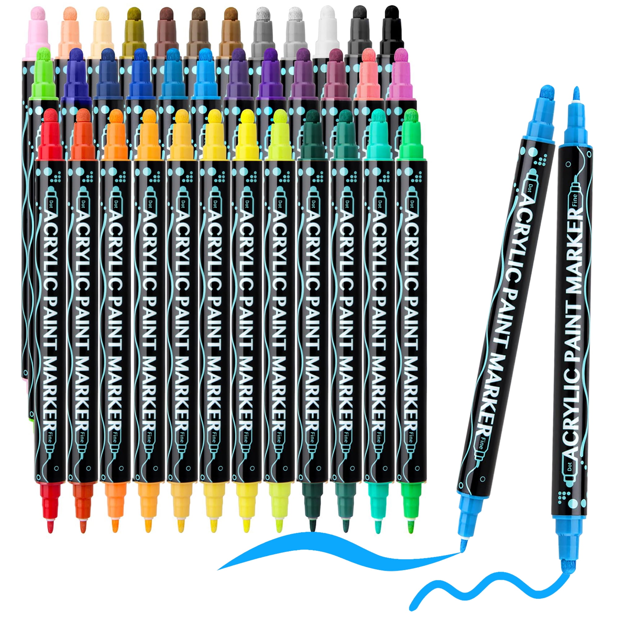 Acrylic Paint Pens,BUSATIA 36 Colors Dual Tip Paint Markers,Acrylic ...
