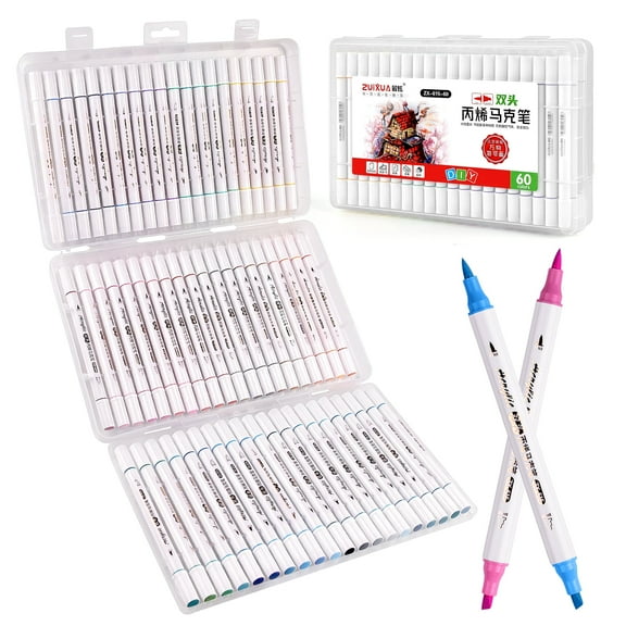 Betem 30 Metallic Acrylic Paint Markers, Dual Tip Acrylic Paint Pens ...