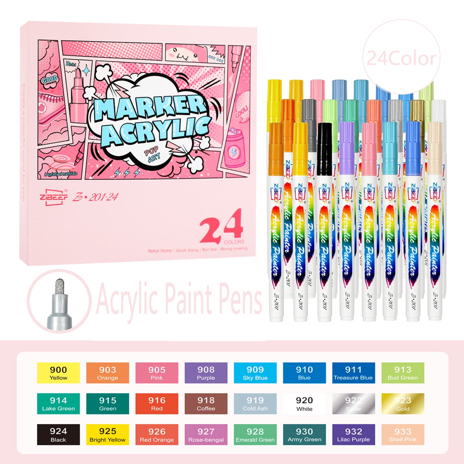 Acrylic Paint Pens, Wax Seal Pen. Paint Marker for Rock Painting, 24 ...