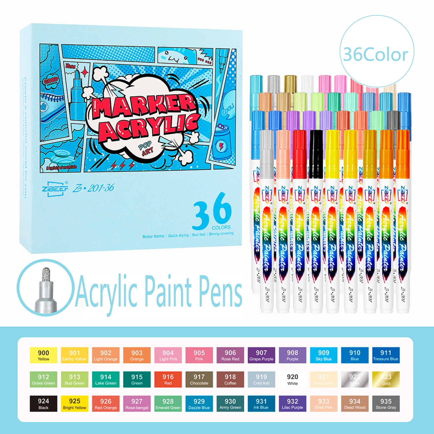 Acrylic Paint Pens, Wax Seal Pen. Paint Marker for Rock Painting, 36 ...