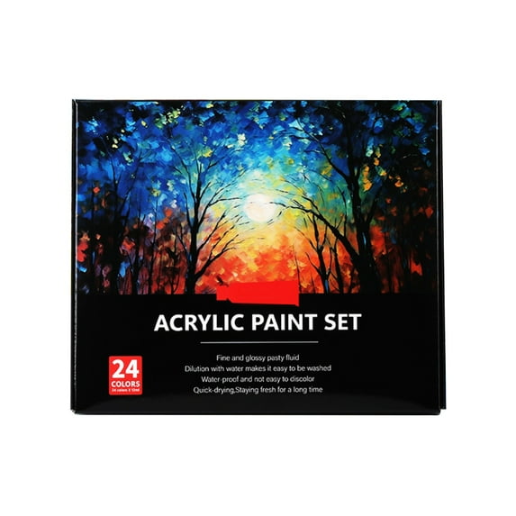Acrylic Paint Set - 24 Colors 12ml For Canvas Fabric Leather Easter Egg ...