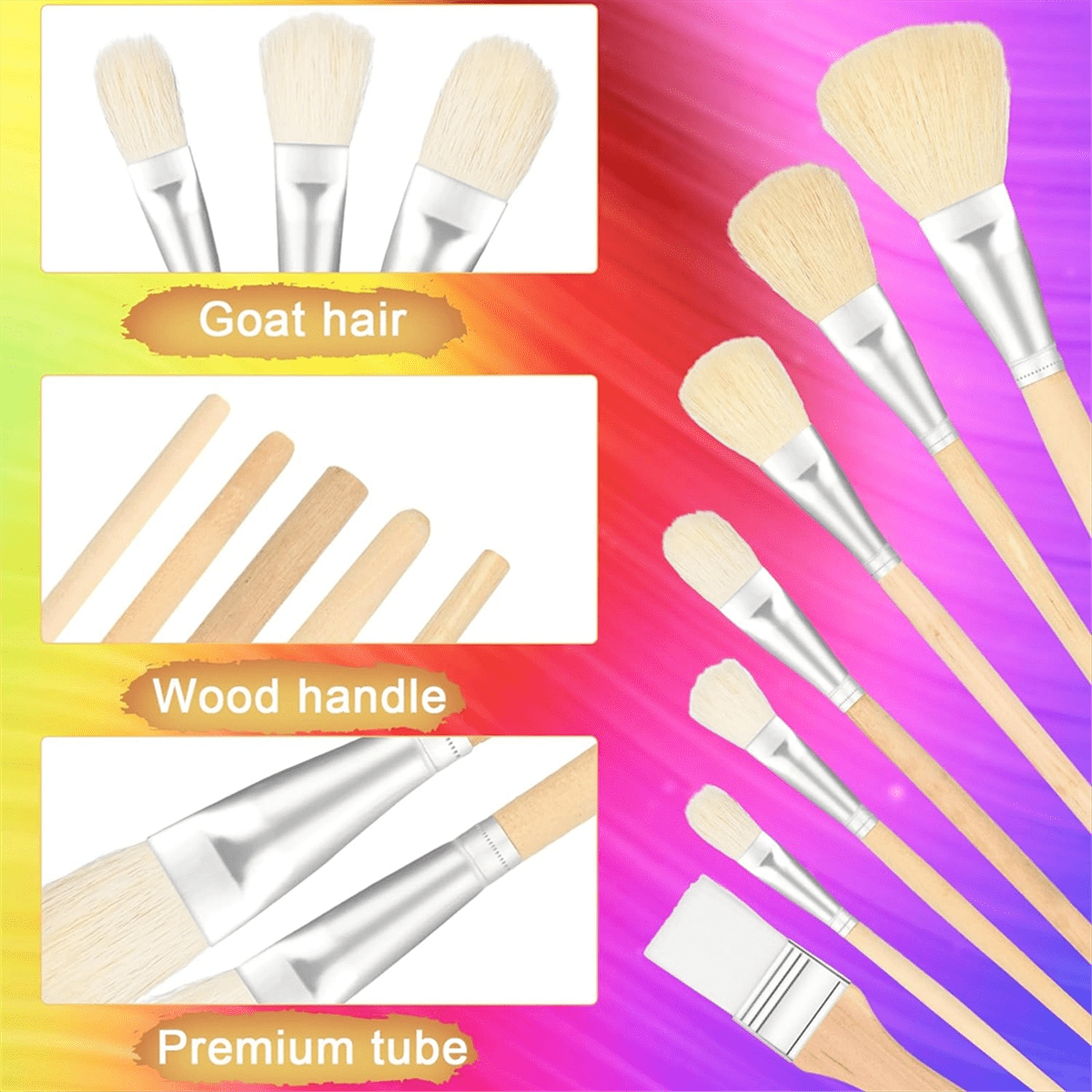Acrylic Painting Mop Brushes, 7 Pieces Various Sizes Acrylic Painting ...