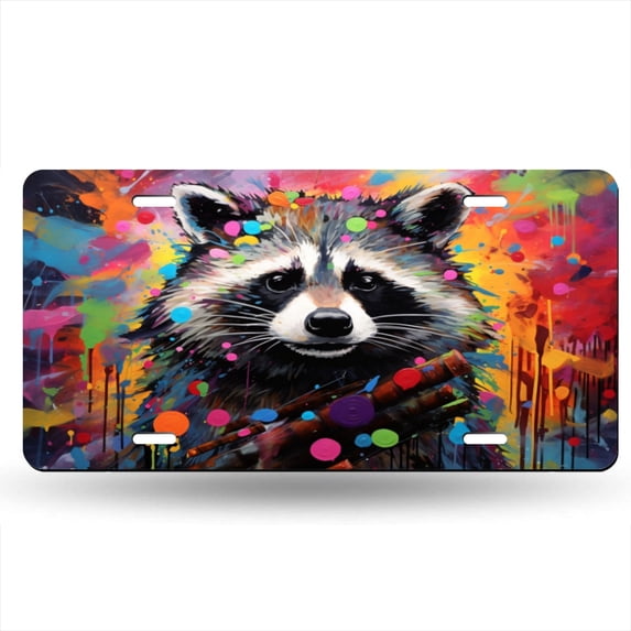Acrylic Painting Of Colorful Raccoon Playing The Flute Decorative ...