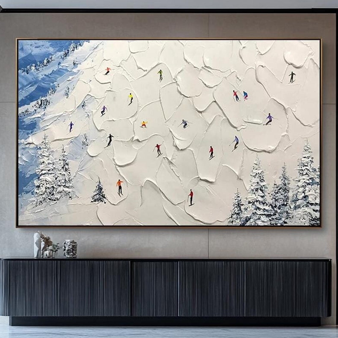 Acrylic Painting Of Skiing People Abstract Painting Of Many People ...