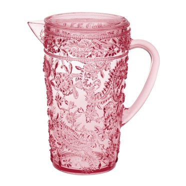 HomeRoots 2.5 Quart Pink Paisley Acrylic Pitcher - Walmart.com