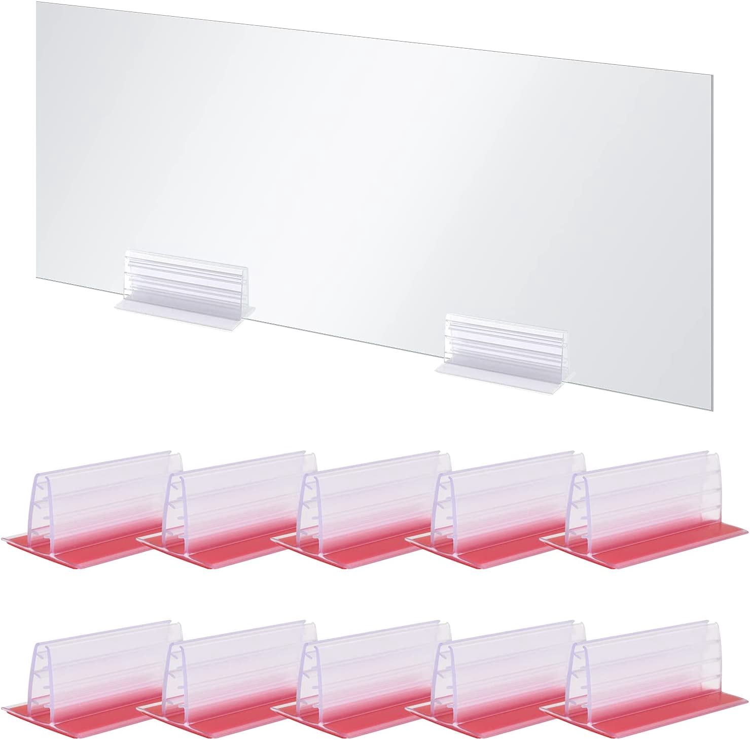 Acrylic Panels Holder, Set of 10 Heavy Duty Self Adhesive Sneeze Guard ...