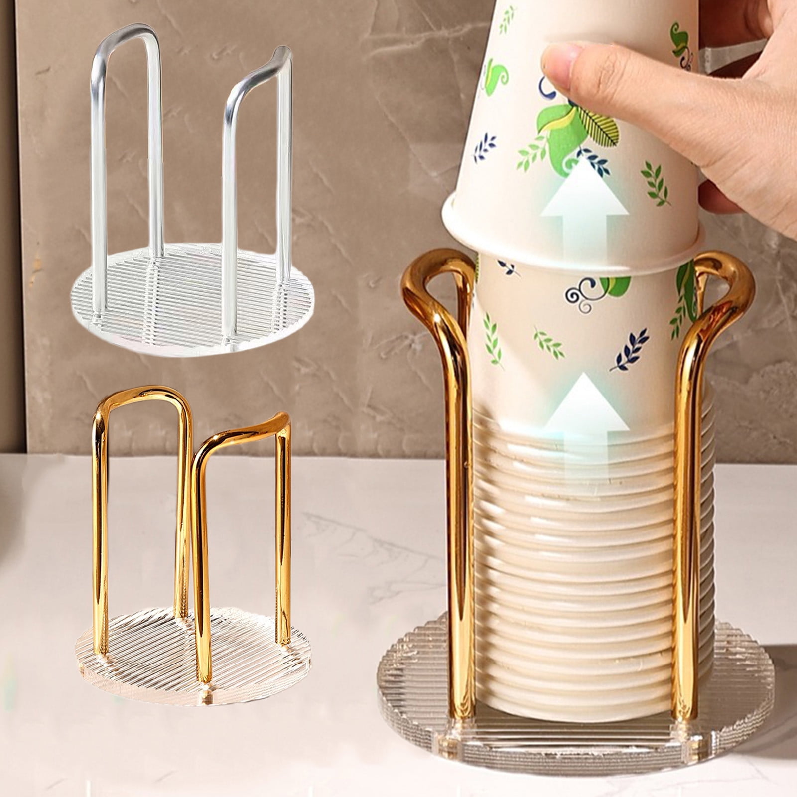 Acrylic Paper Cup and Disposable Cup Storage Rack, Gold and Silver ...