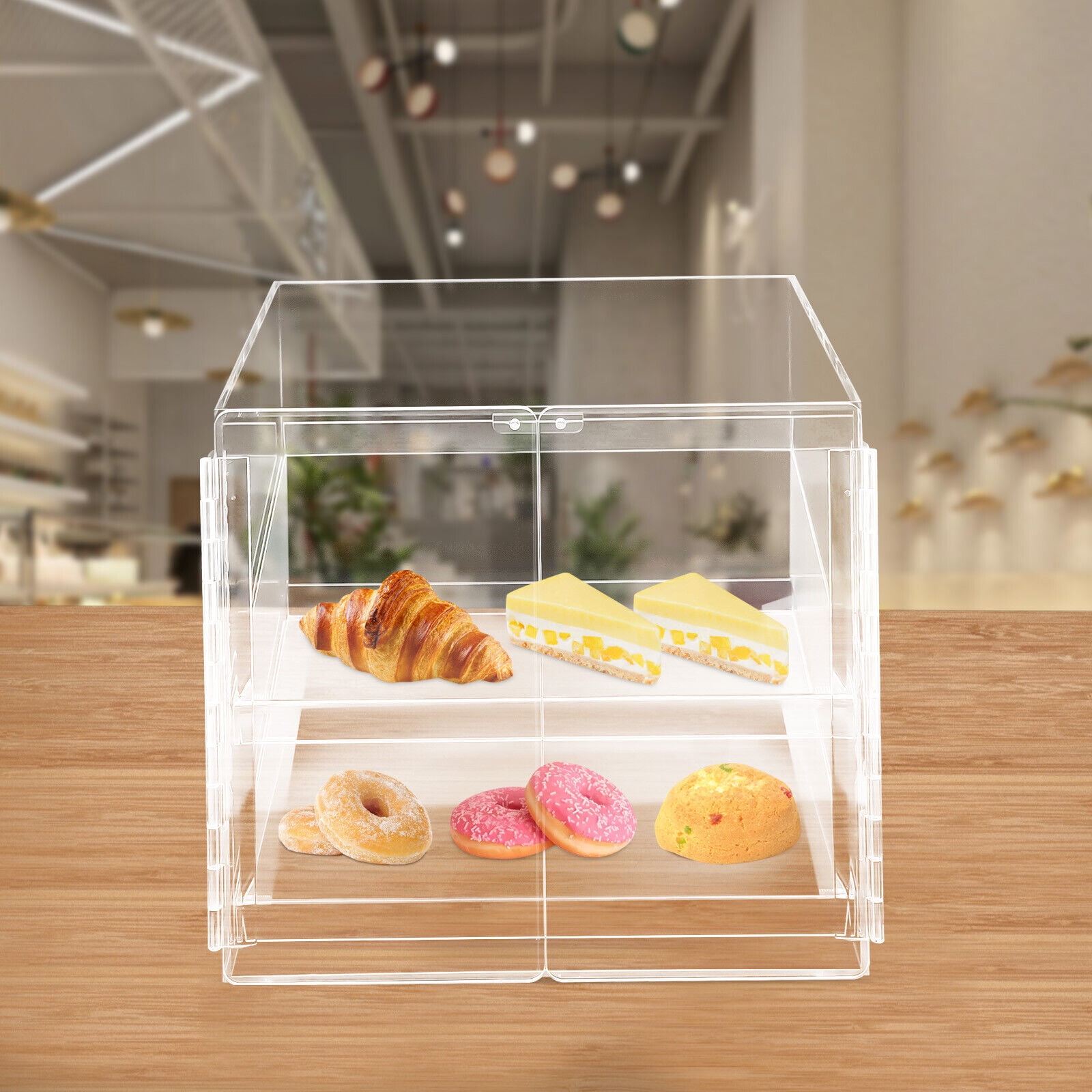 Acrylic Pastry Donut Display Case 2 Trays Self Serve Cupcake Display ...