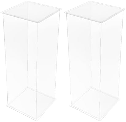 Acrylic Pedestal Display Riser, 2-Pack Clear Tall Square Acrylic ...