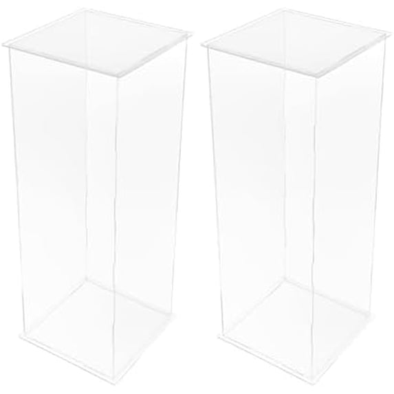 Acrylic Pedestal Display Riser, 2-Pack Clear Tall Square Acrylic ...