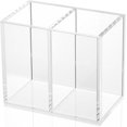 Acrylic Pen Holder 2 Compartments, Clear Pencil Organizer Cup for ...
