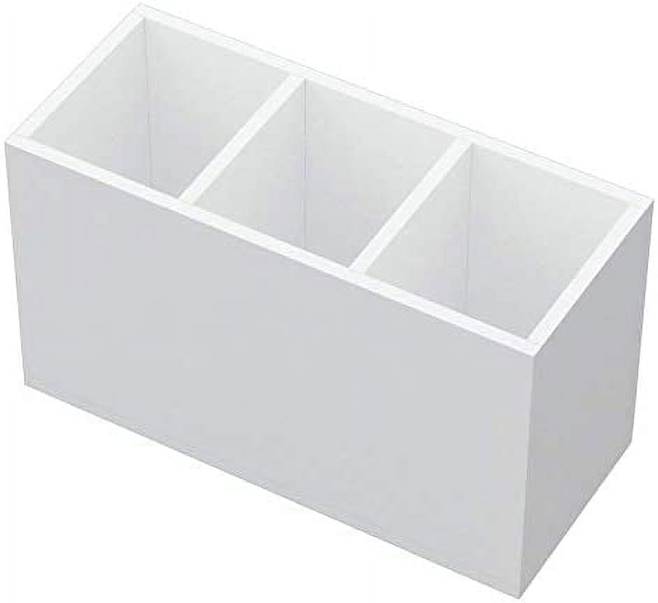Acrylic Pen Holder 3 Compartments, White Pencil Organizer Cup for ...