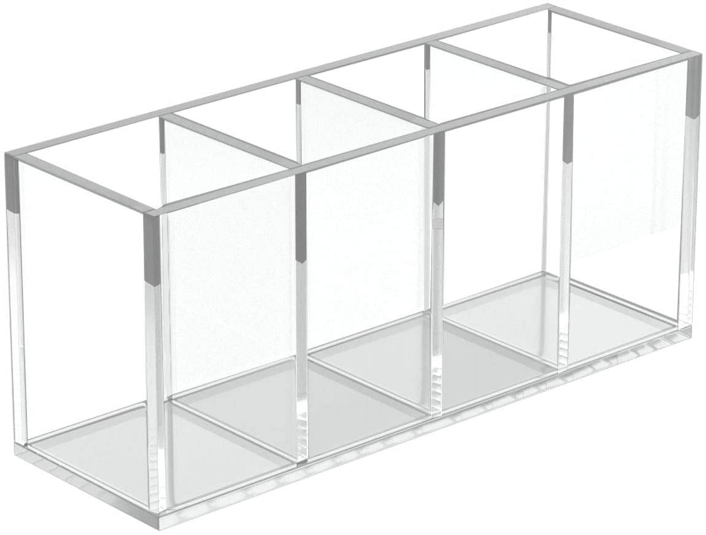 Acrylic Pen Holder 4 Compartments, Clear Pencil Organizer Cup for ...