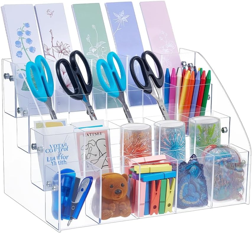 Acrylic Pen Organizer Storage 4 Tier 20 Compartments Vertical Marker ...