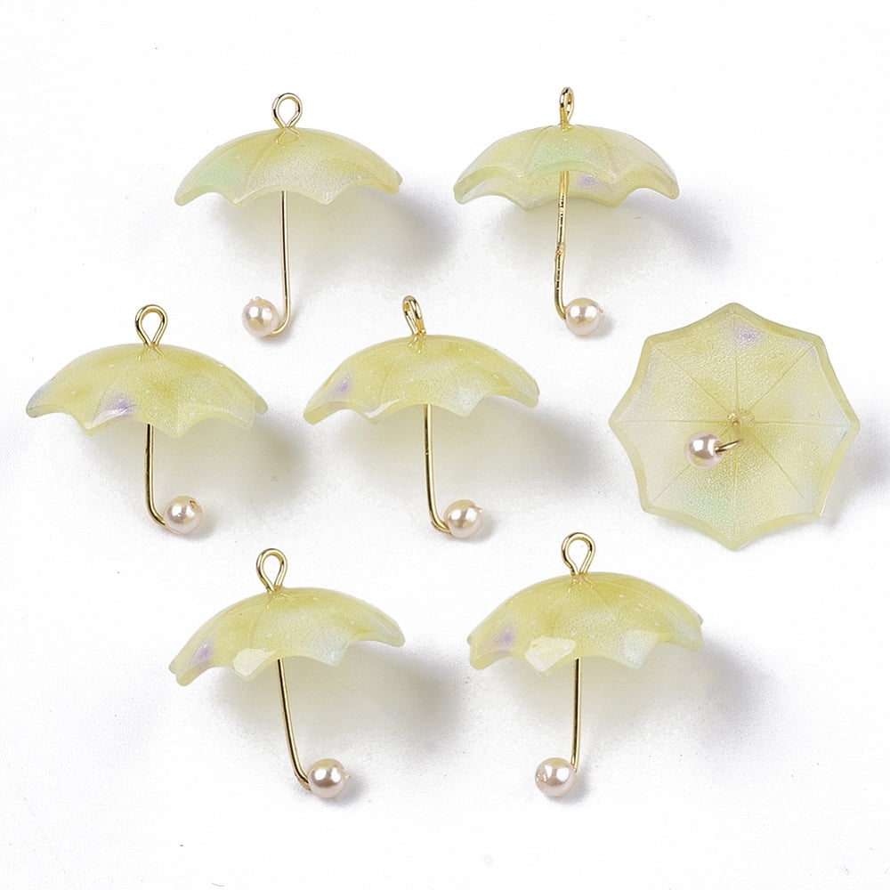Acrylic Pendants with Golden Plated Brass Loops and ABS Plastic ...