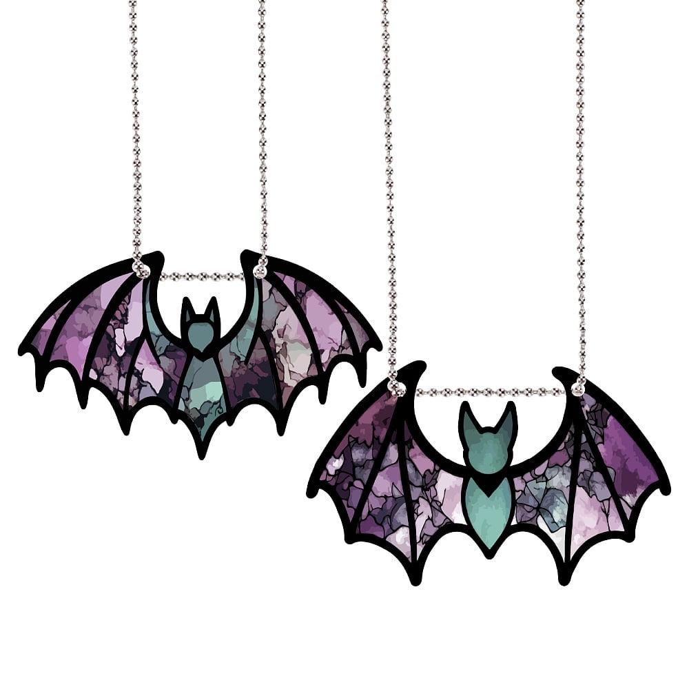 Acrylic Pendants with Stainless Steel Bat 80x47+80x50x3mm Hole: 3mm ...