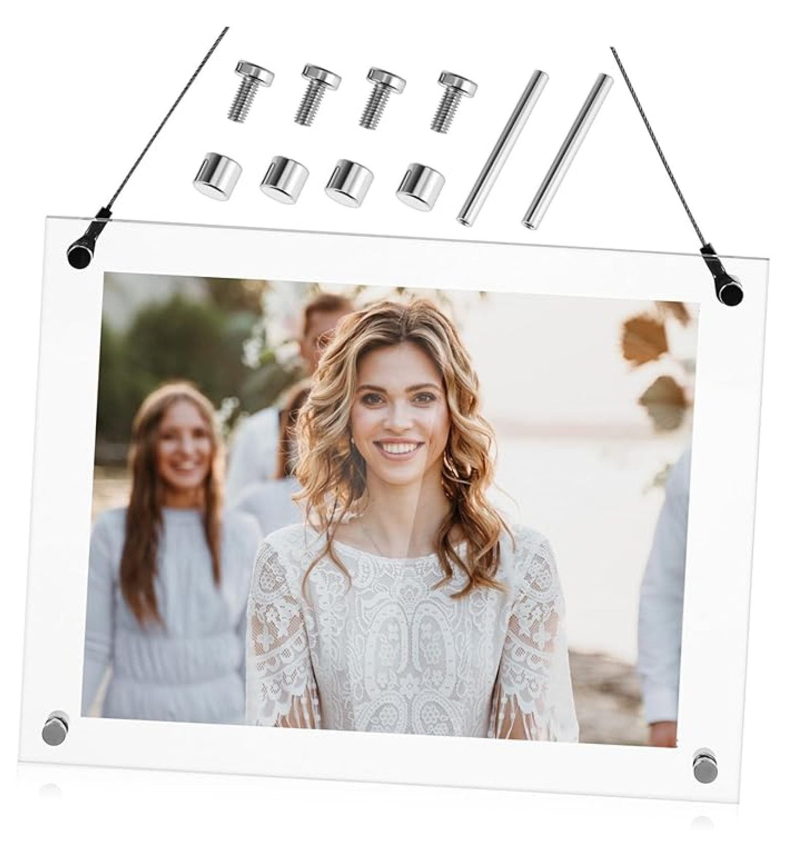 Acrylic Photo Frame Hanging Chain Wall Desk Display Scratch-resistant ...