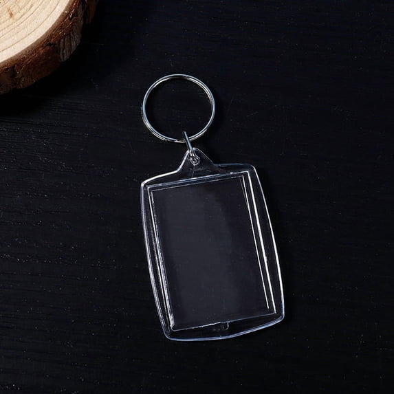 Acrylic Photo Frame Keychain with Iron Split Key Rings Rectangle Clear ...