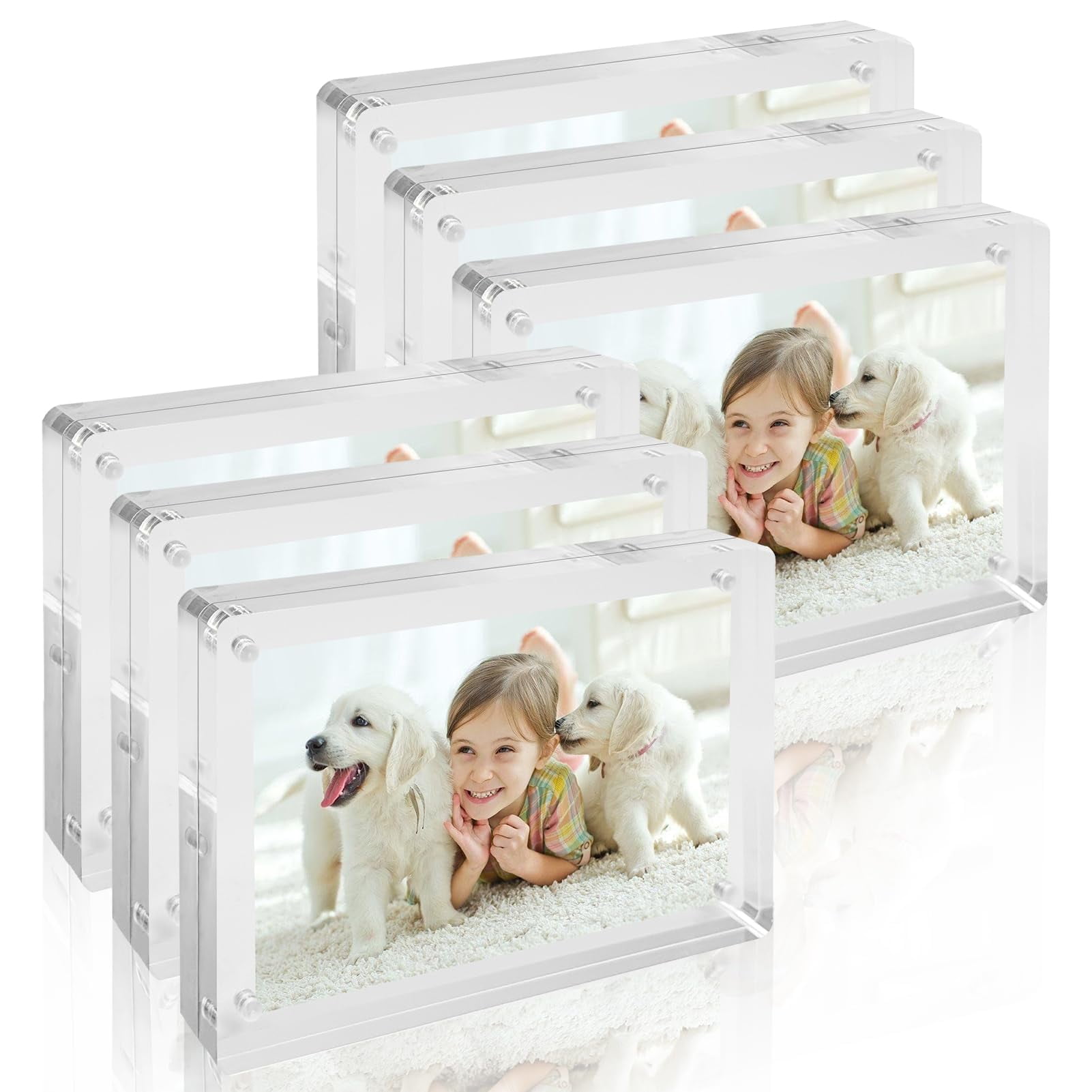 Acrylic Picture Frame 6 Pack, 5x7 Inch Magnetic Picture Frame with ...