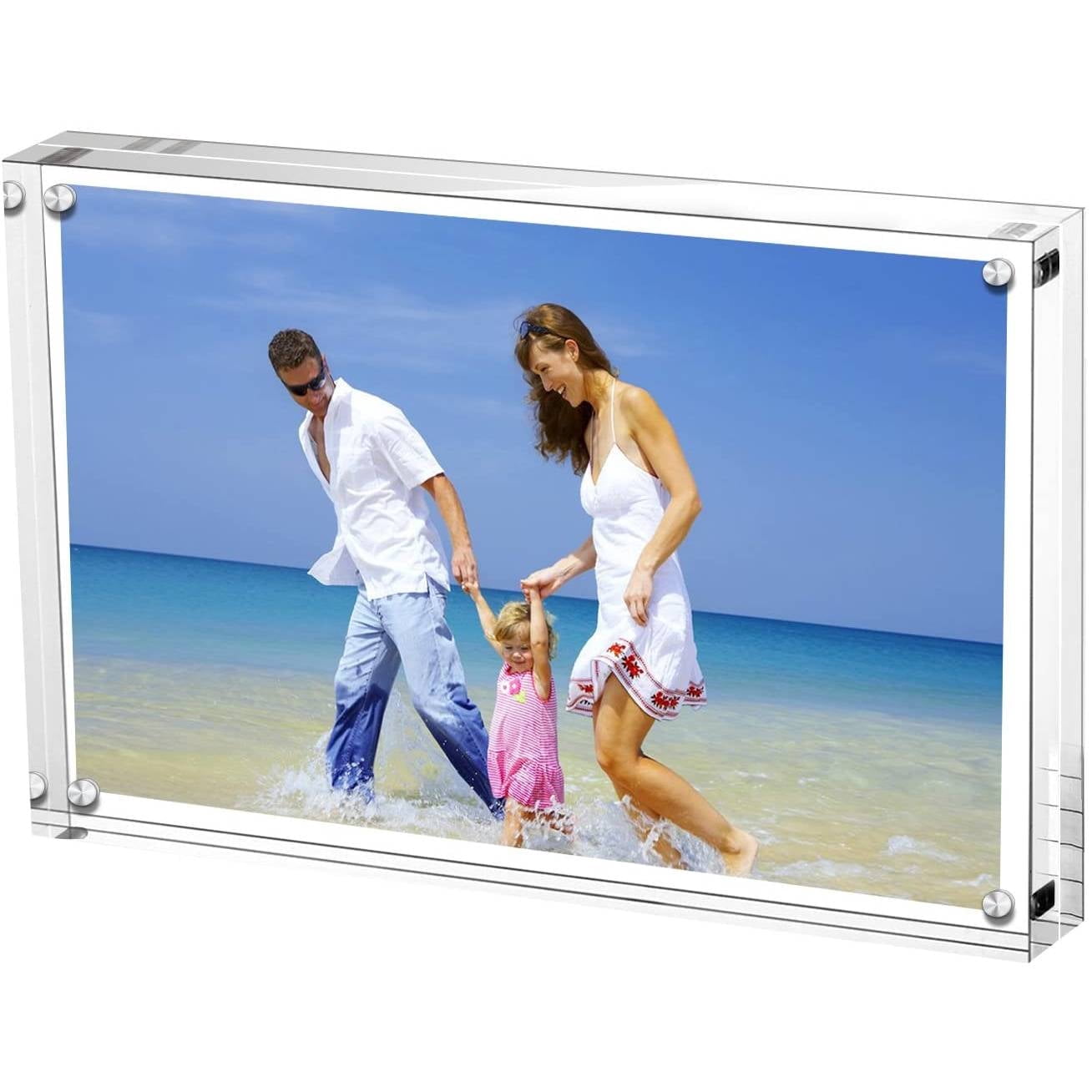 AMEITECH Acrylic Picture Frame 6x8", Magnetic Double Sided Desk Frame ...