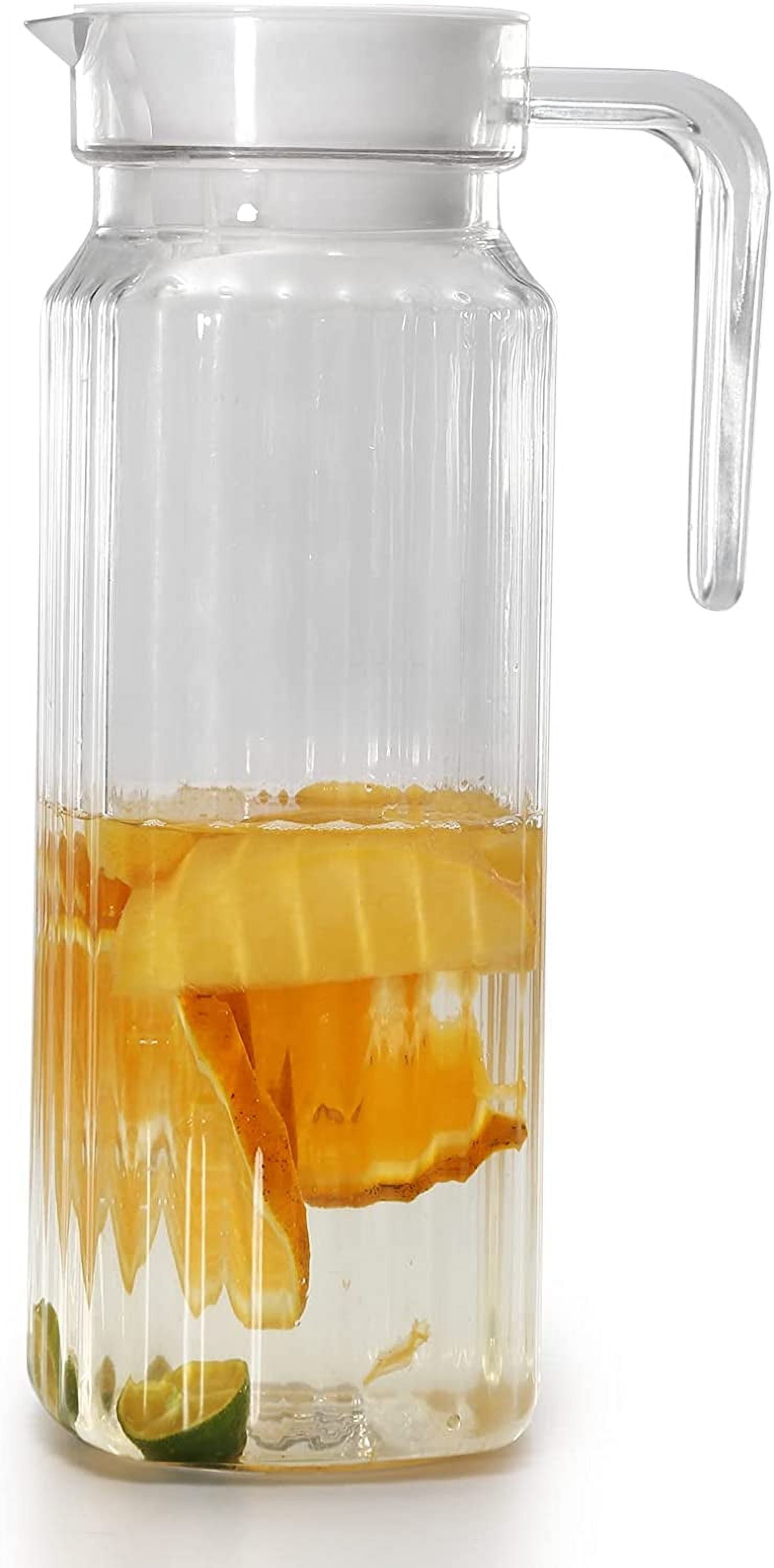 Acrylic Pitcher, Striped Water Ice Cold Juice Jug with Lid great for ...