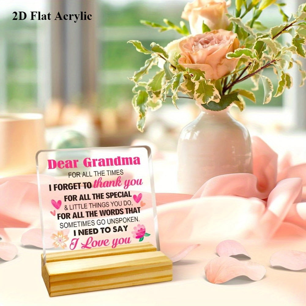 Acrylic Plaque 4.72x5.12 Inch Heartfelt "Dear Grma" Message Floral ...