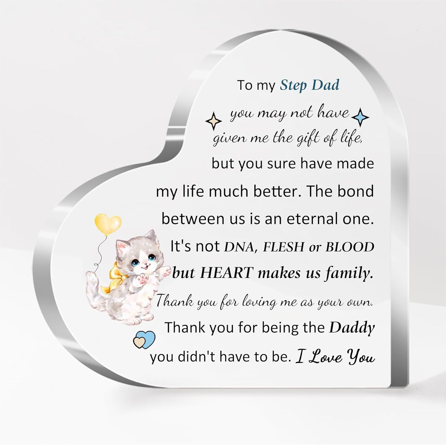 Acrylic Plaque Step Dad Men Birthday Father'S Day Gifts Desk Heart Sign ...