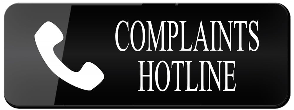 Acrylic Plastic Sign Complaints Hotline - Comes With Graphical Symbols ...