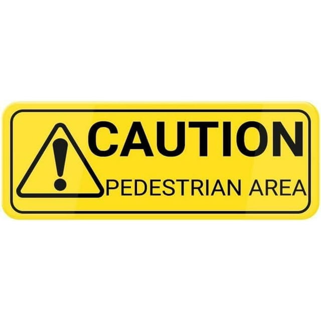 Acrylic Plastic Signs 3x10 Inch Caution Pedestrian Area Wall Or Door ...
