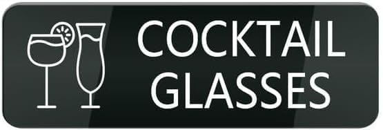 Acrylic Plastic Signs 3x10 Inch Cocktail Glasses Small Rectangular Sign ...