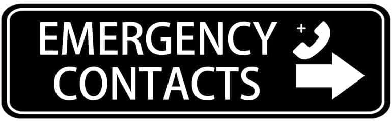 Acrylic Plastic Signs 3x10 Inch Emergency Contacts Right Arrow Sign ...