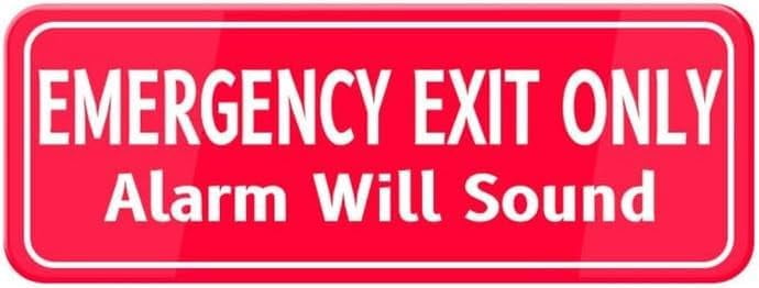 Acrylic Plastic Signs 3x10 Inch Emergency Exit Only Alarm Will Sound ...
