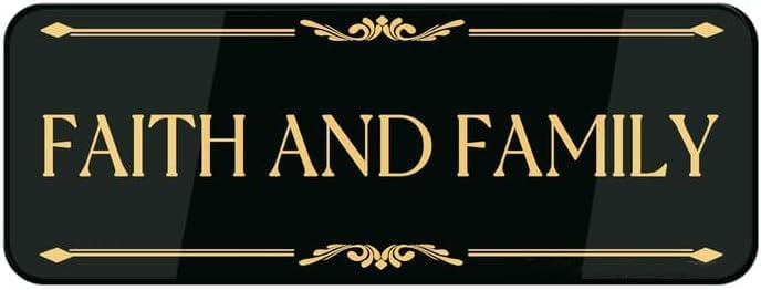 Acrylic Plastic Signs 3x10 Inch Faith And Family Wall Or Door Sign Self ...
