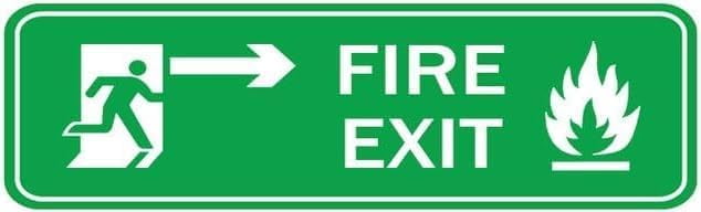 Acrylic Plastic Signs 3x10 Inch Fire Exit Running Man Right Arrow Sign ...