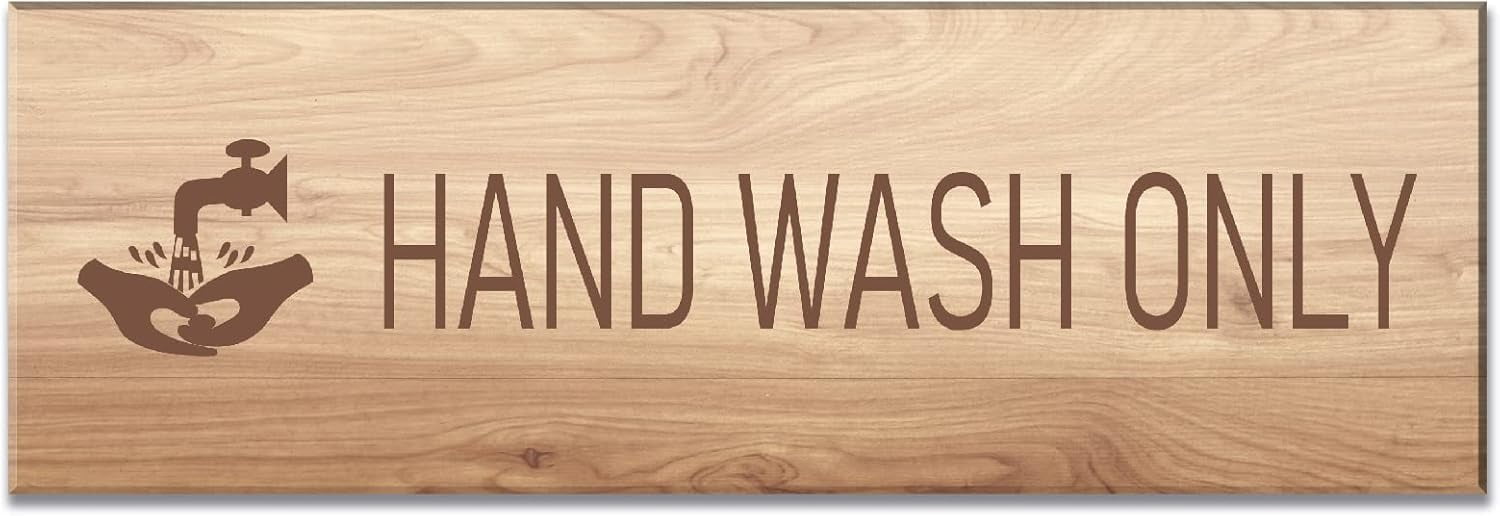 Acrylic Plastic Signs 3x10 Inch Hand Wash Only Sign Maple Wood Self ...